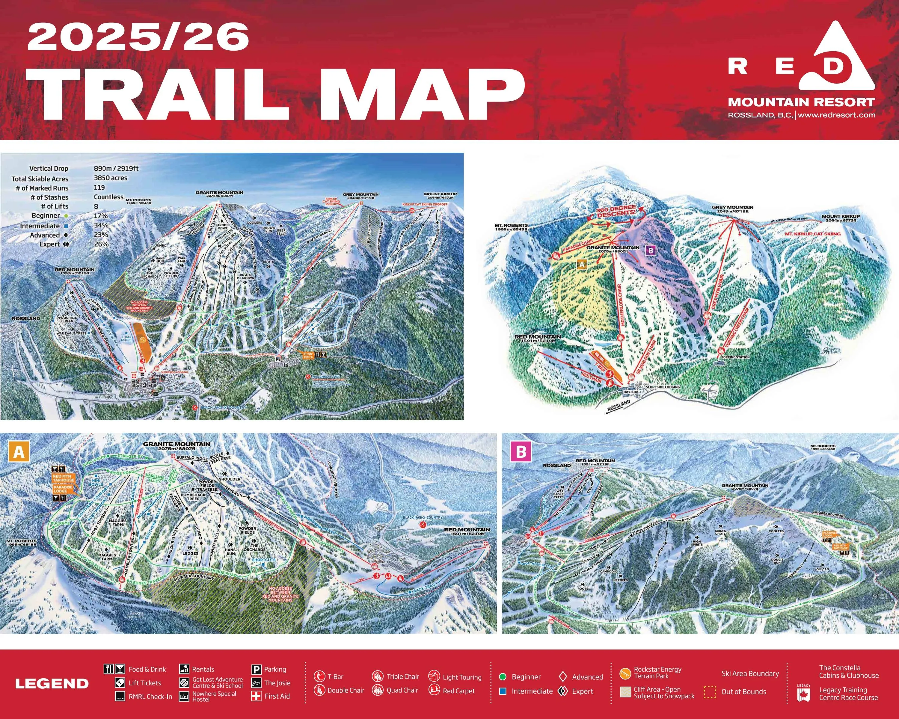 Red Mountain Resort : la station de ski · Plan des Pistes